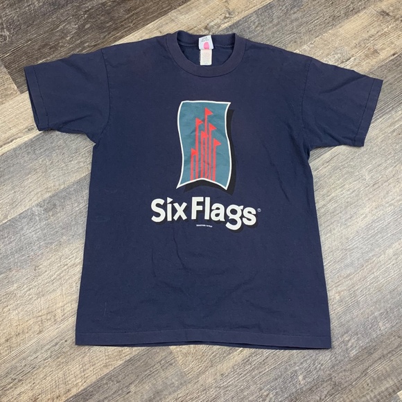 Six Flags | Shirts | Vintage Size Flags Shirt Size Large Blue 9s 996 ...